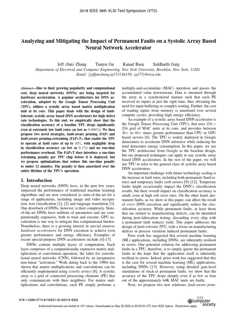 Analyzing and Mitigating The Impact of Permanent Faults On A Systolic ... Analyzing and Mitigating The Impact of Permanent Faults On A Systolic ...