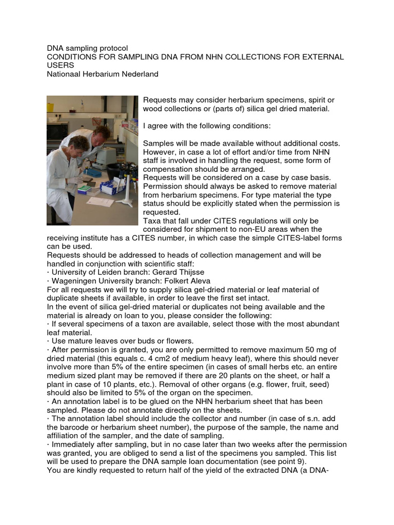 DNA Sampling Protocol | PDF