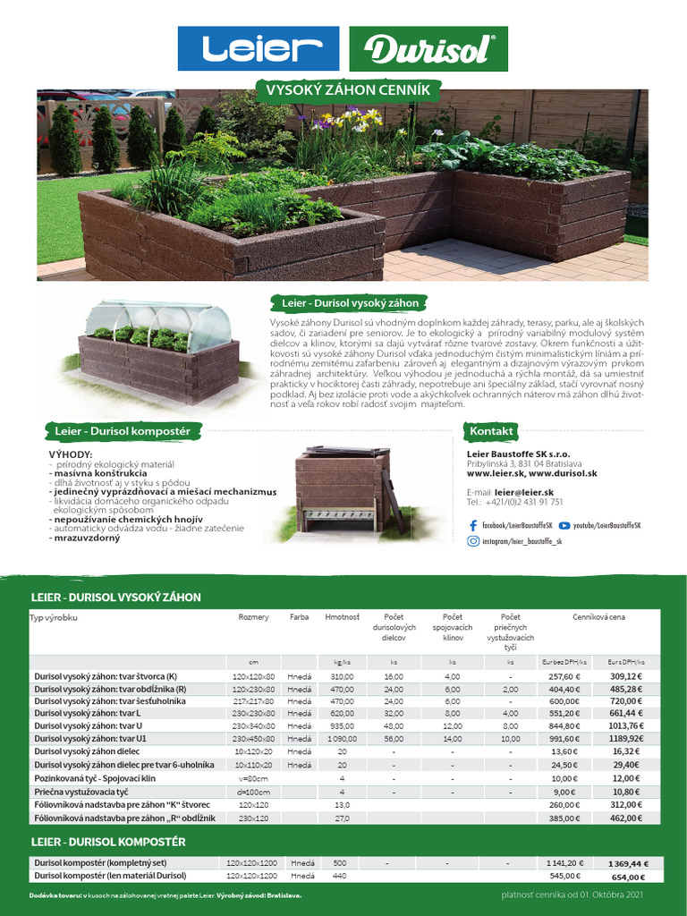 Durisol High Garden Beds Pricing Guide | PDF