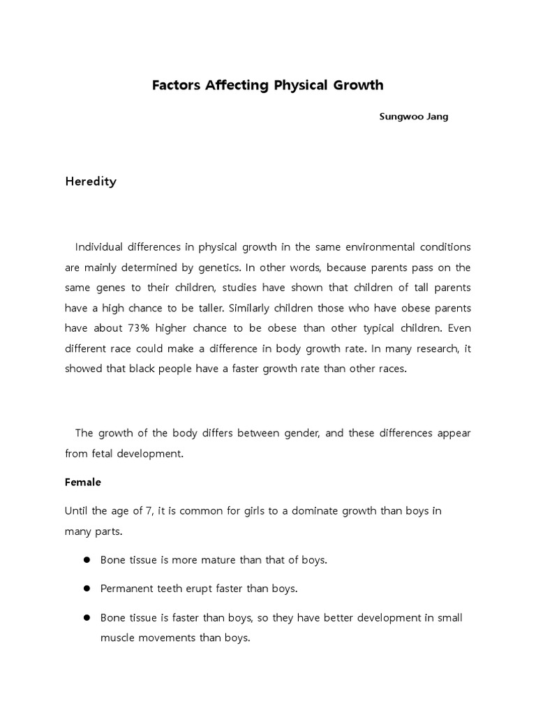 Factors Affecting Physical Growth | PDF | Sleep | Obesity