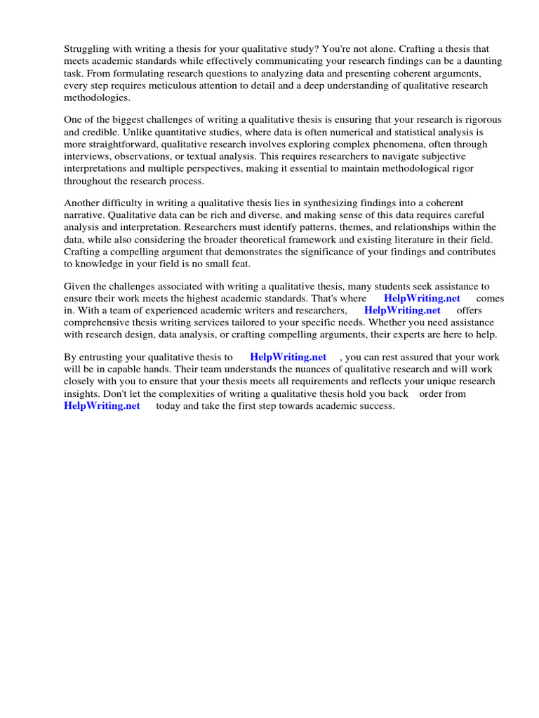Thesis Qualitative Study | Download Free PDF | Methodology | Qualitative Research