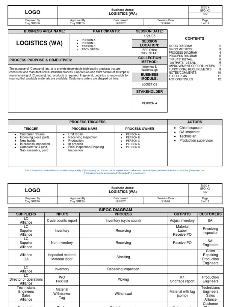 Sample Business Process Worksheet Template | PDF | Business Process ...