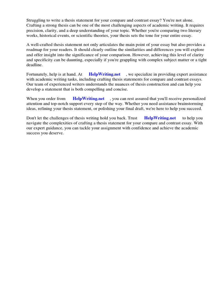 How To Write A Thesis Statement For A Compare and Contrast Essay | PDF ...