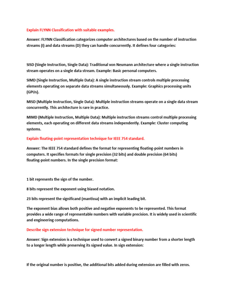 Explain FLYNN Classification With Suitable Examples | PDF | Computer ...