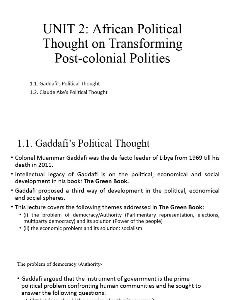 Gaddafi's Political Thought on Democracy | PDF | Muammar Gaddafi ...