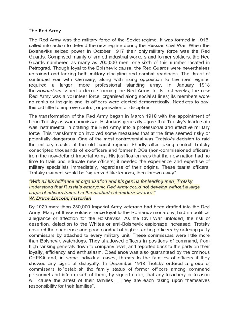 Reading 5 - The Red Army | PDF | Red Army | Leon Trotsky