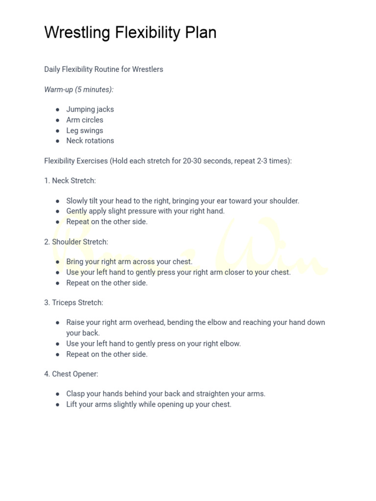 Daily+Flexibility+Routine+for+Wrestlers | PDF | Anatomical Terms Of ...