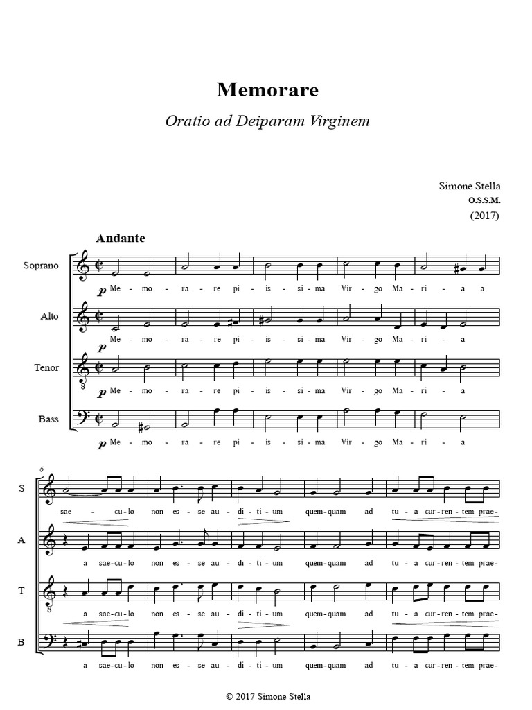 Simone Stella - Memorare For Choir | PDF