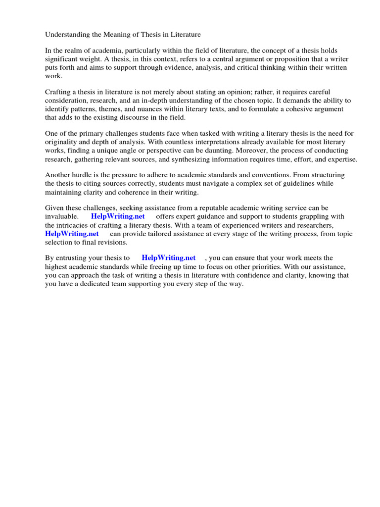 What Is The Meaning of Thesis in Literature | PDF | Thesis | Essays