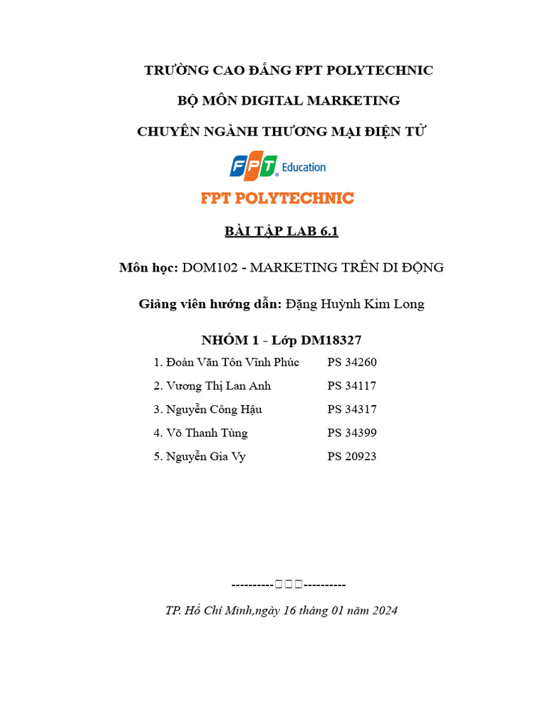 DOAN VAN TON VINH PHUC - PS34260 - Bai Thuc Hanh 6.1 | PDF