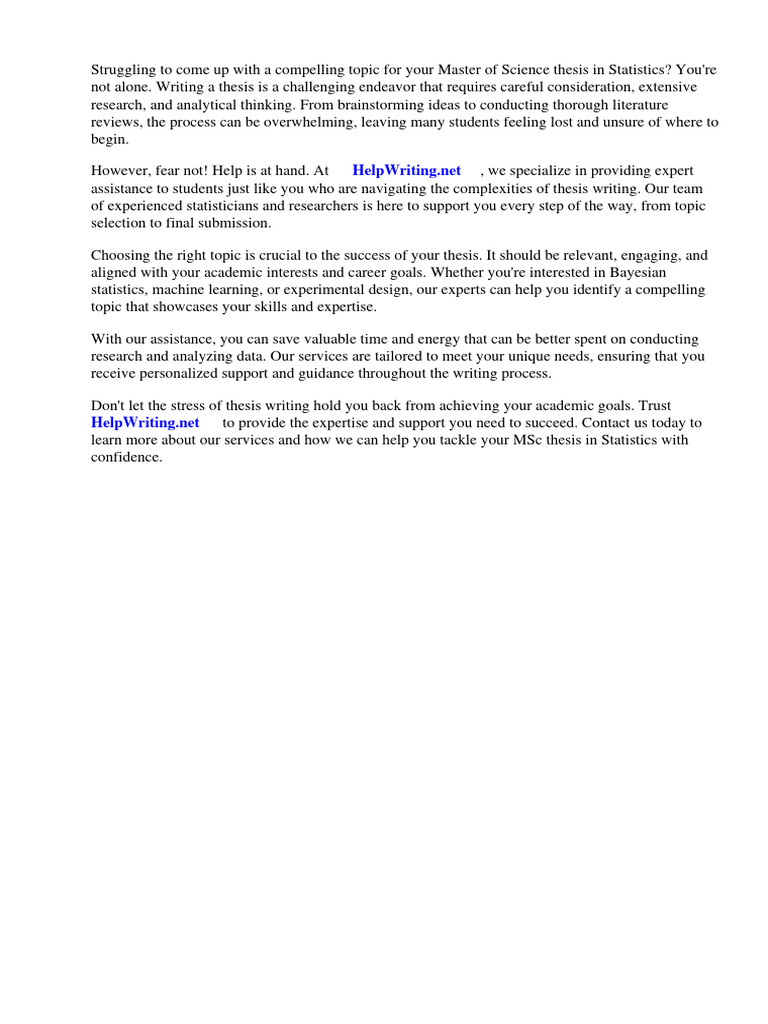 MSC Thesis Topics in Statistics | PDF | Statistics | Coefficient Of ...