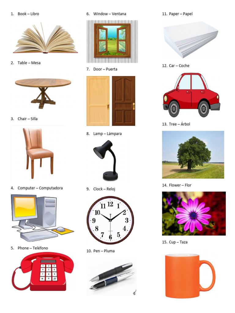 500 Palabras en Ingles y Español Con Imagen | PDF | Frutas comestibles ...