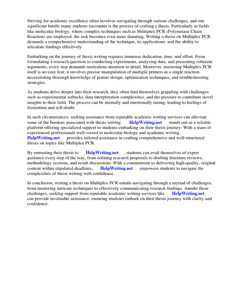 Multiplex PCR Thesis | Download Free PDF | Polymerase Chain Reaction ...