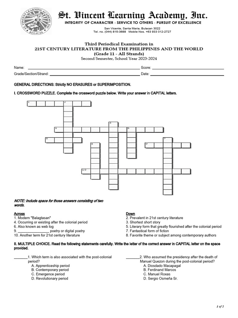 3rd Periodical Exam (21st CL) | PDF