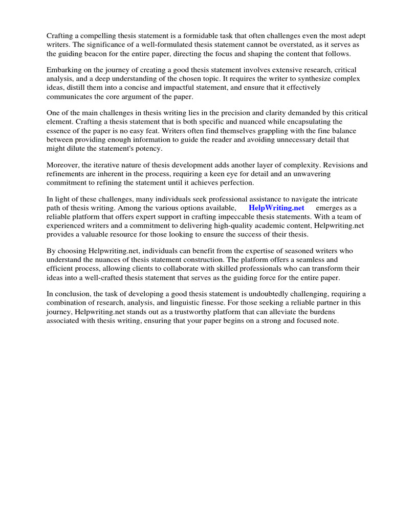Good Thesis Statement Helps Guide The Rest of Your Paper | PDF | Essays ...