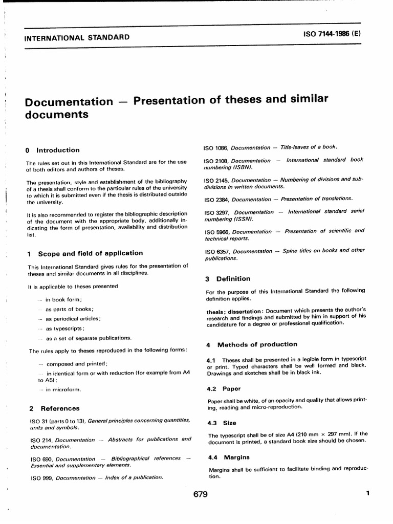 ISO 7144 Theses | PDF