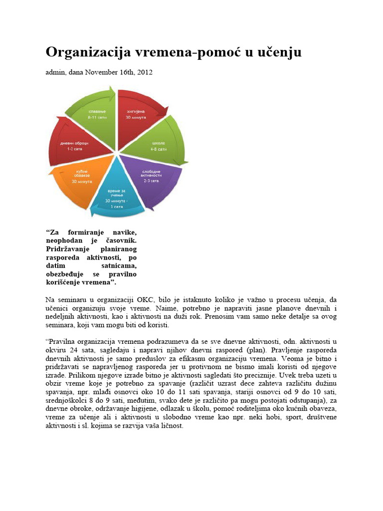 Organizacija Vremena | PDF