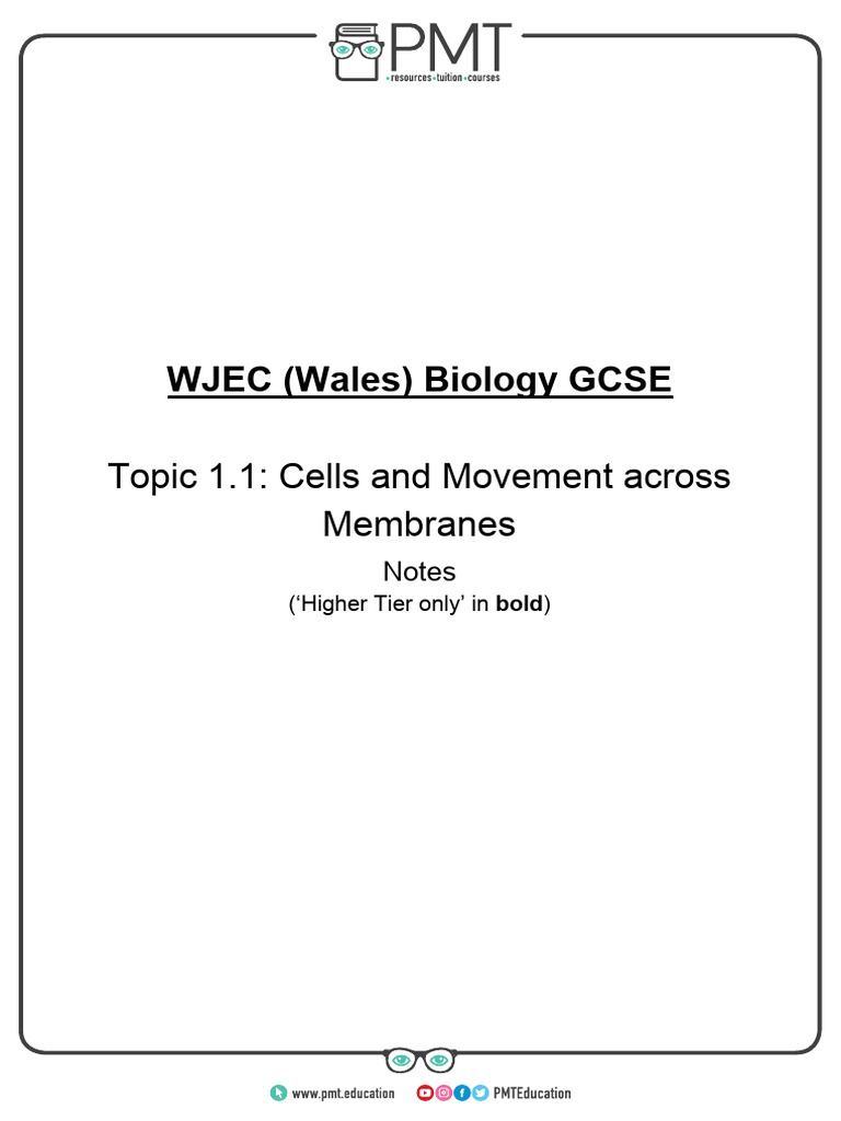 WJEC GCSE Biology: Cells & Membranes | PDF