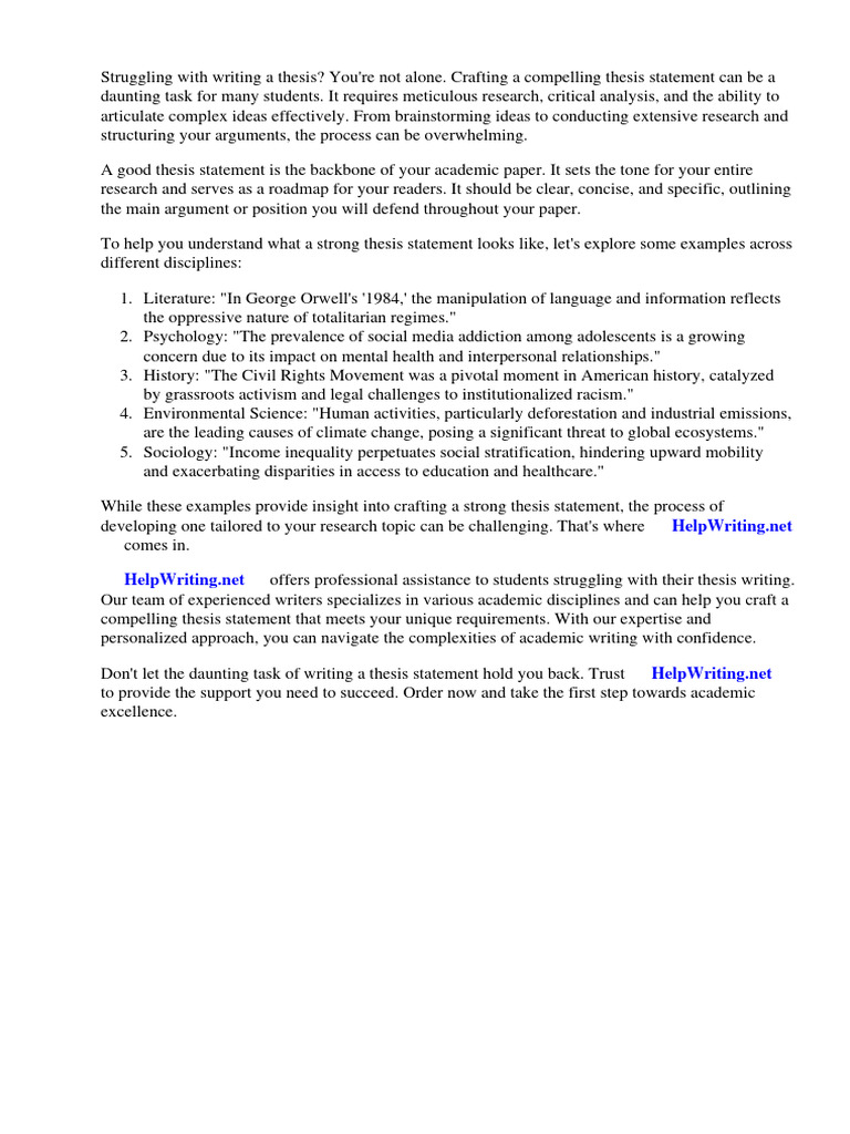A Good Thesis Statement Examples | PDF | Essays | Thesis