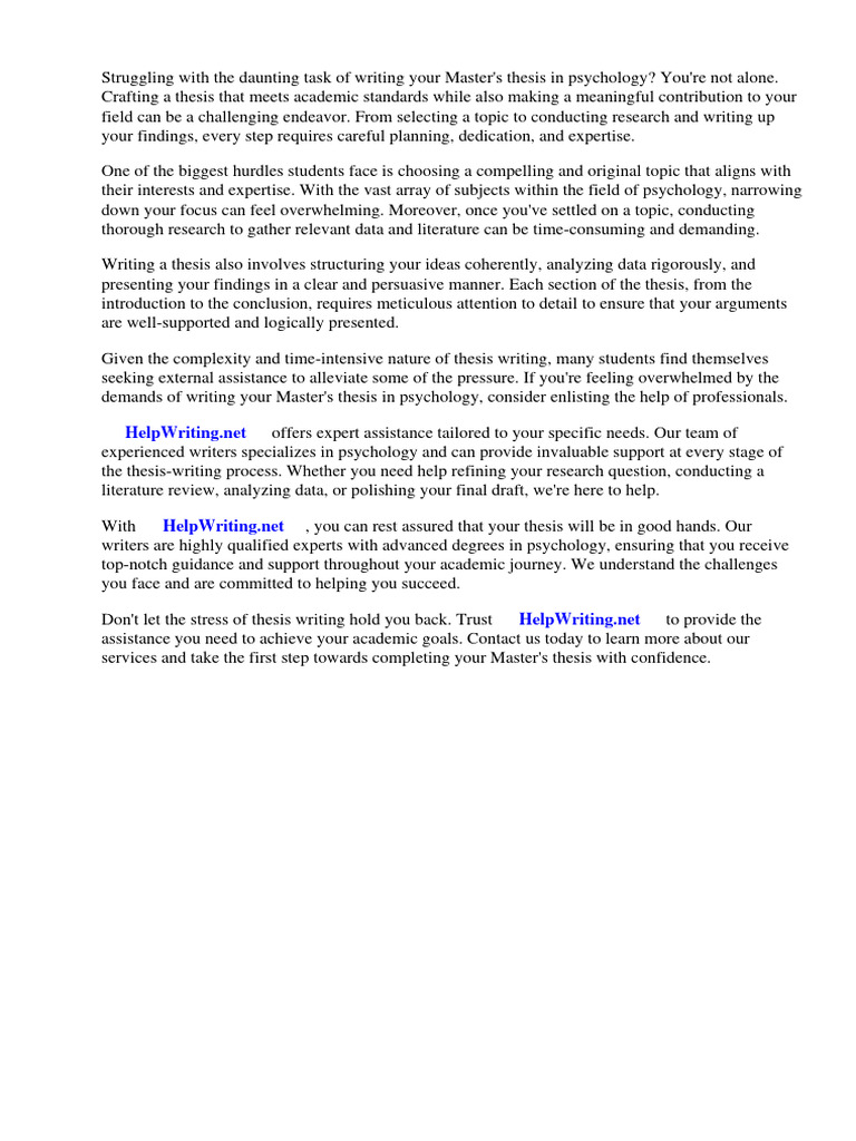 Masters Thesis Ideas For Psychology | PDF | Science & Mathematics