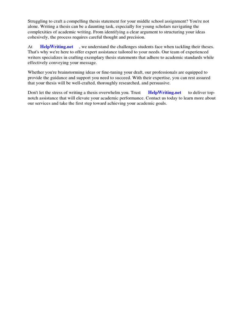Examples of Thesis Statements for Middle School | PDF | Essays | Thesis