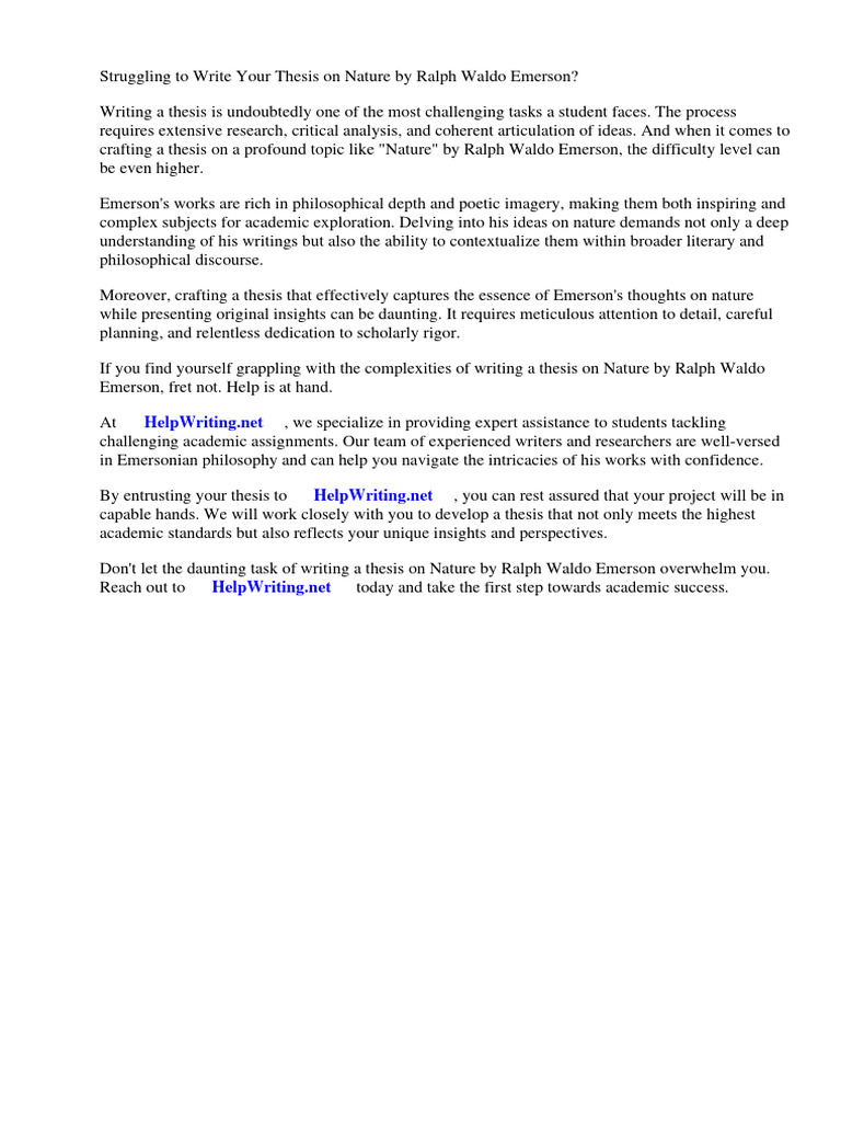 Nature Ralph Waldo Emerson Thesis | PDF | Ralph Waldo Emerson ...