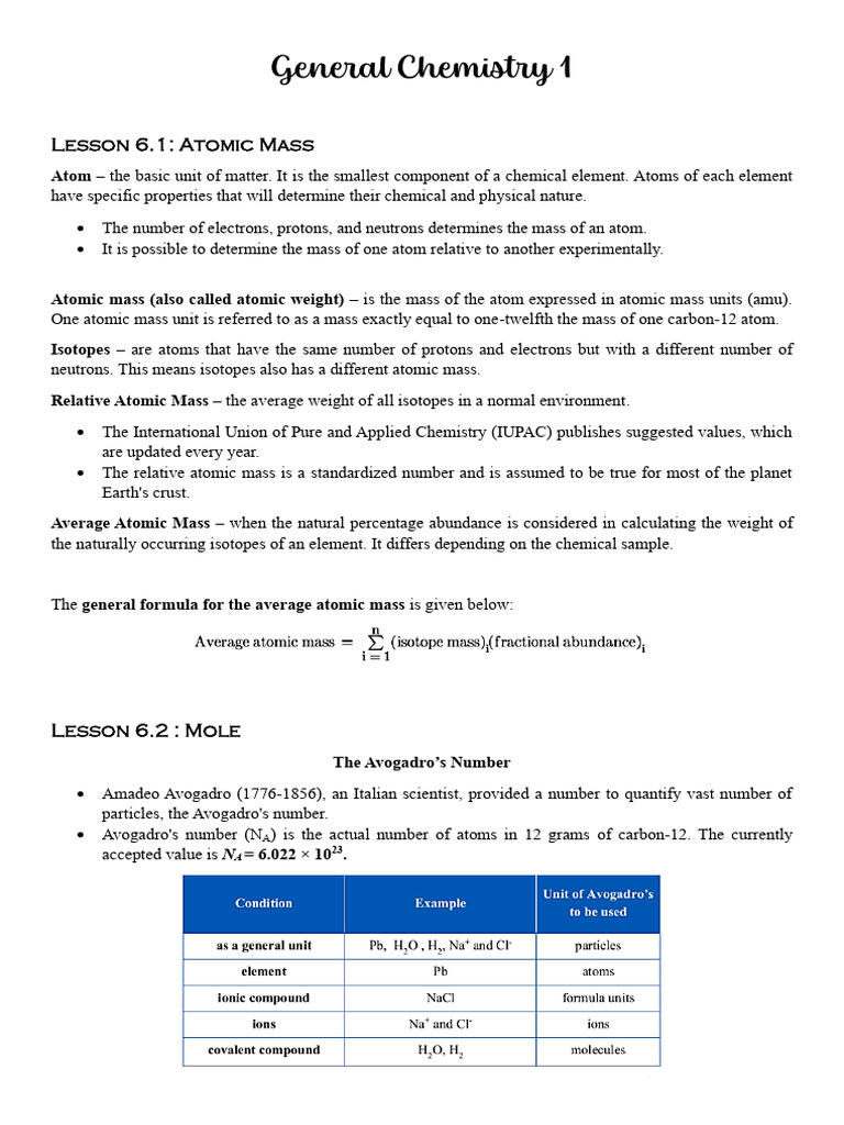 General Chemistry 1 2nd Quarter | PDF | Mole (Unit) | Chemical Reactions