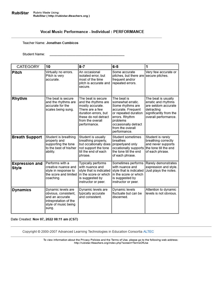 Vocal Music Performance - Individual - PERFORMANCE | Download Free PDF ...