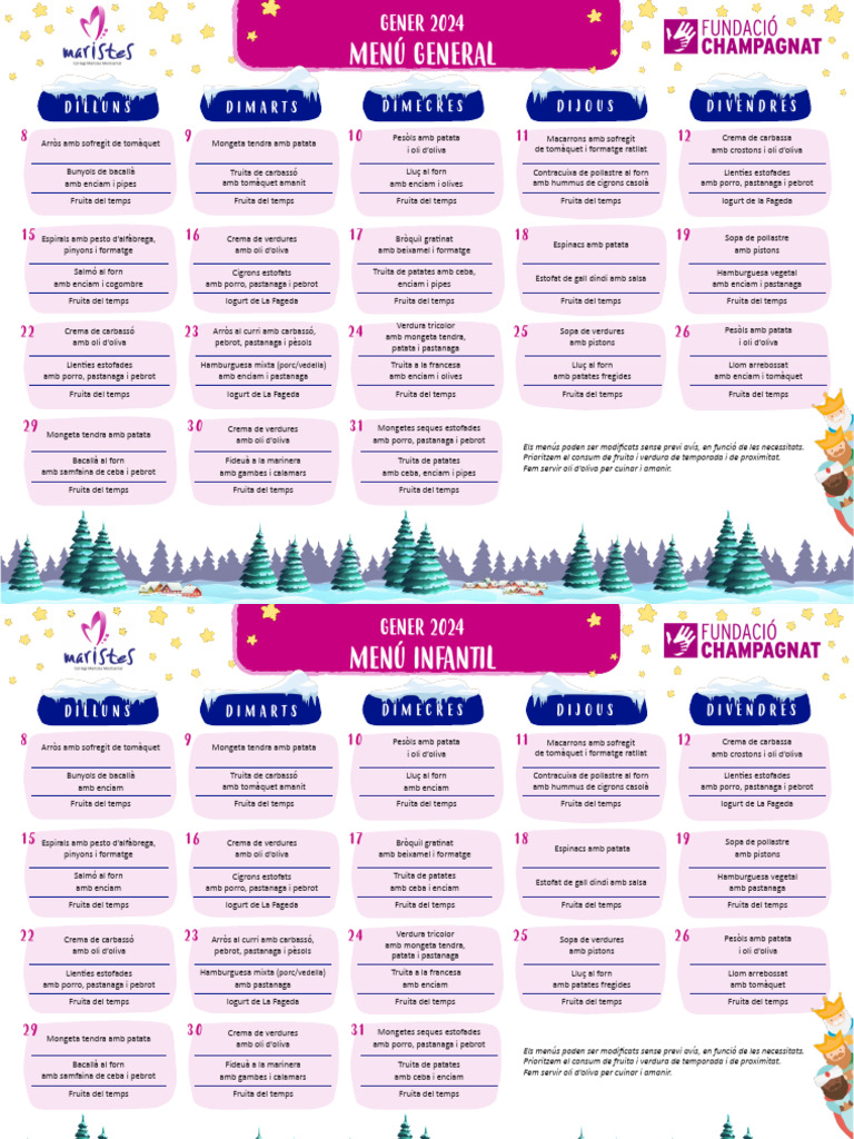 Menu Gener 2024 Montserrat Revisat | PDF