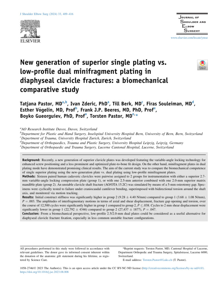 New Generation of Superior Single Plating vs. Low | PDF | Bone ...