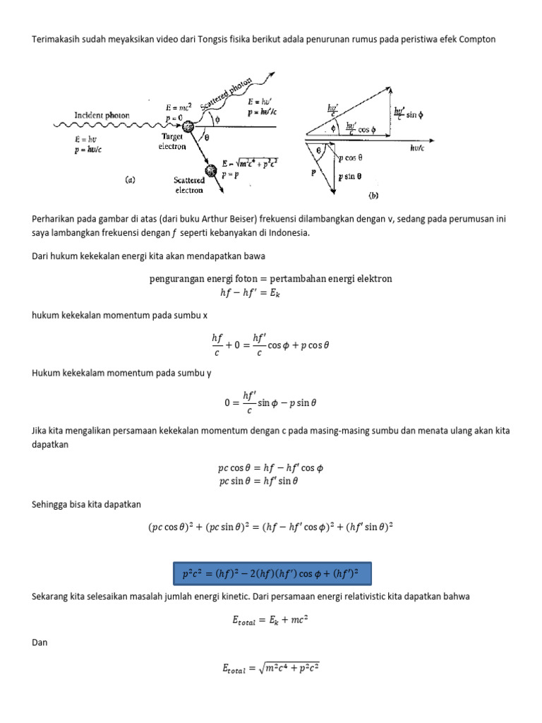 Penurunan Rumus Efek Compton | PDF