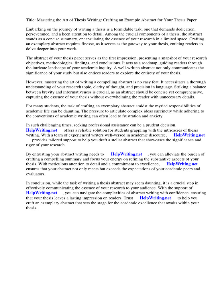 Example of Abstract For Thesis Paper | PDF | Thesis