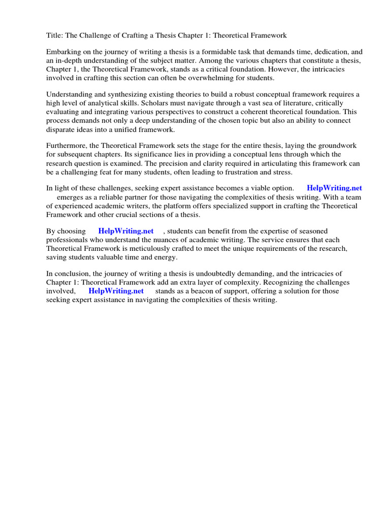 Example Thesis Chapter 1 Theoretical Framework | PDF | Theory | Thesis
