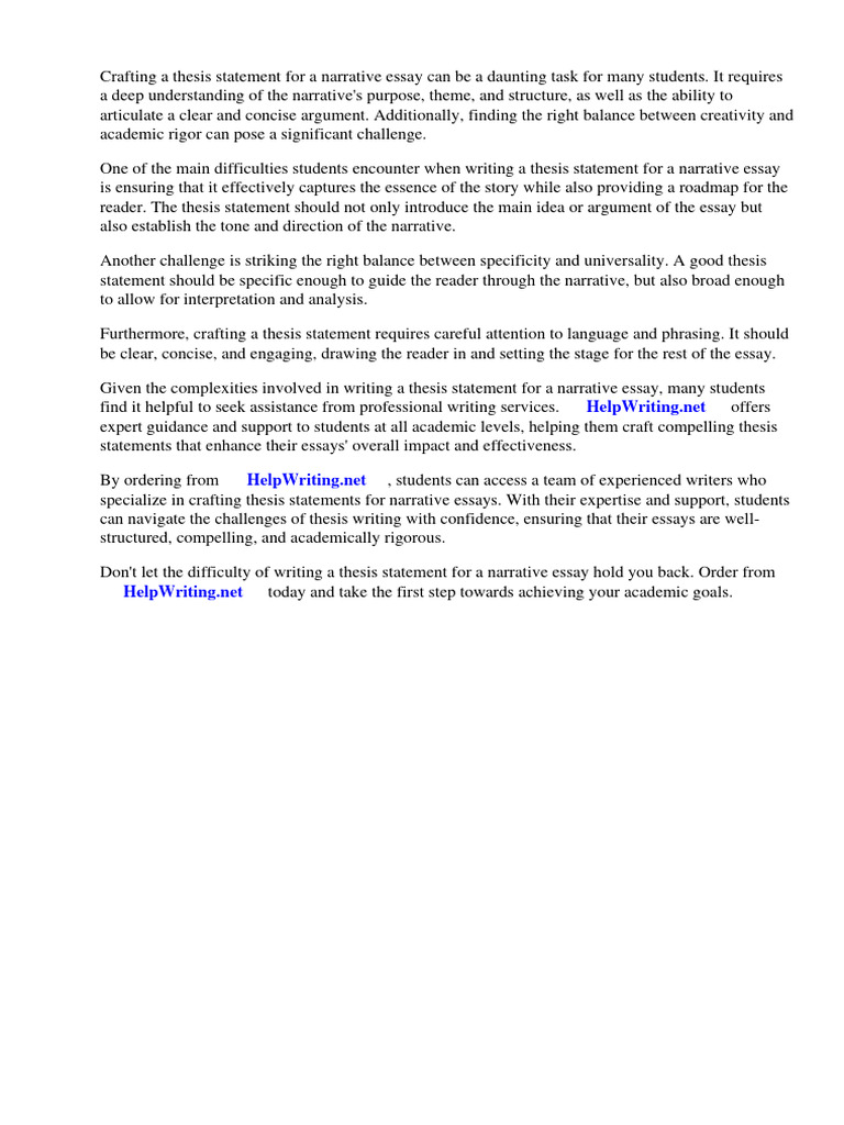 Thesis Statement for Narrative Essay Example | PDF | Essays | Narrative