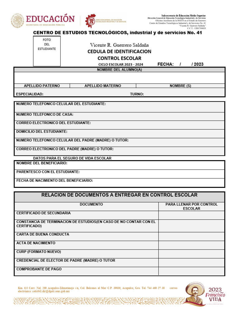 Control Escolar CETIS 41 Guerrero 2023-2024 | PDF | Gobierno y ...