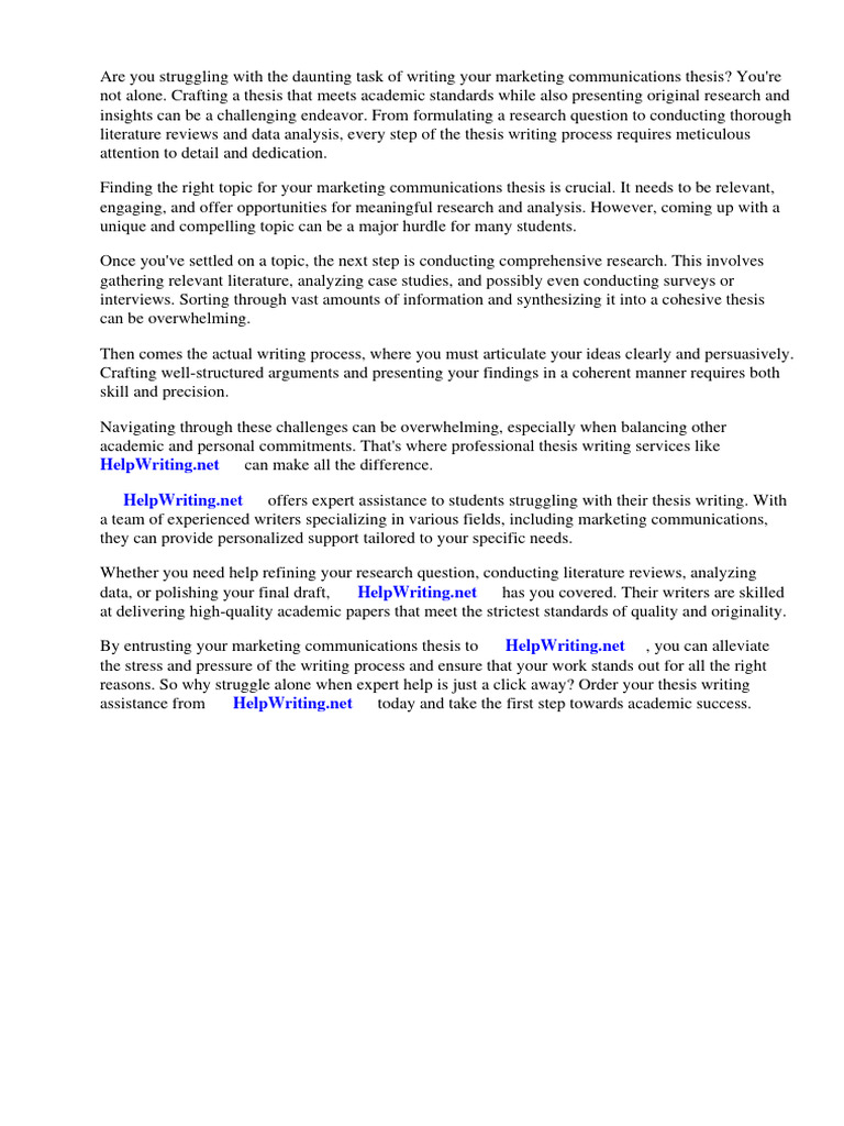 Marketing Communications Thesis Topics | PDF | Marketing | Marketing Communications
