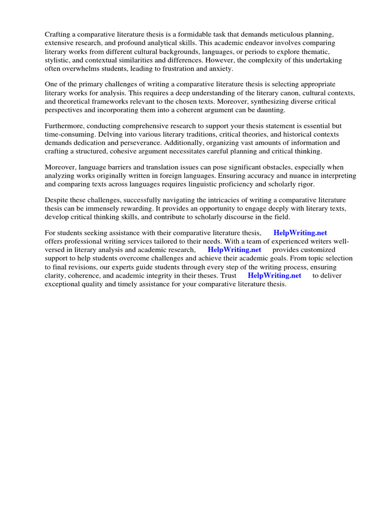 How To Write A Comparative Literature Thesis | PDF | Career & Growth