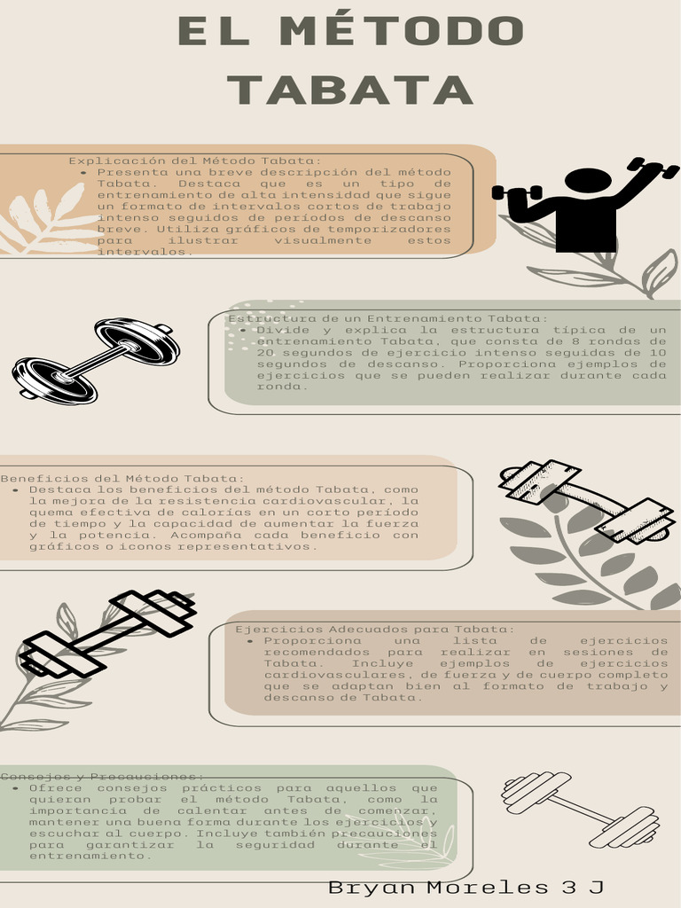 Explicación del Método Tabata Presenta una breve descripción del método Tabata. Destaca que es ...