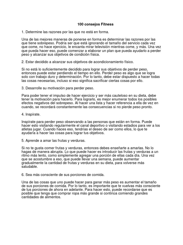 100 Consejos para Mejorar tu Fitness | PDF | Alimentos | Refresco
