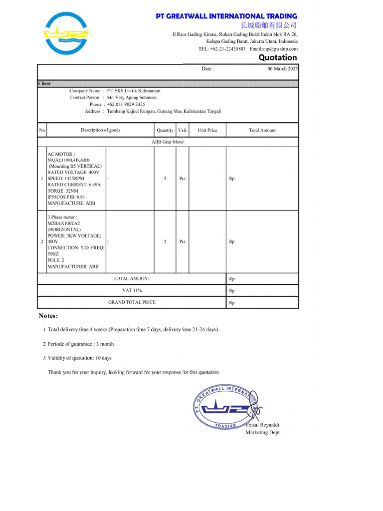 Final Spect & Drawing - PT Greatwall | PDF