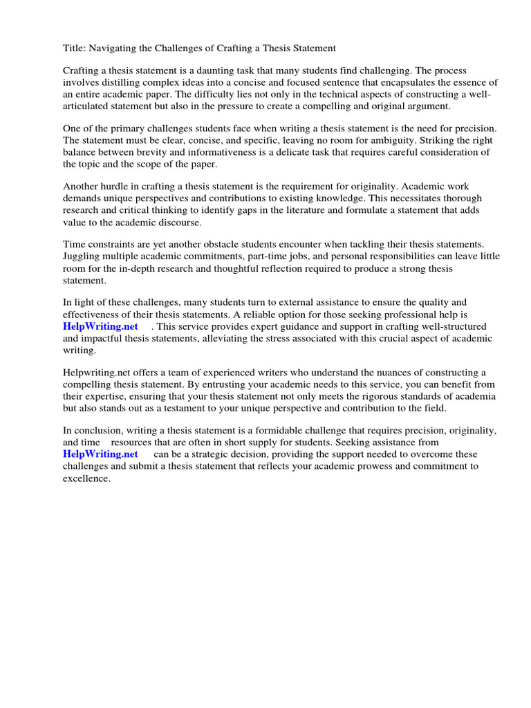 Help With Thesis Statement | PDF | Essays | Thesis