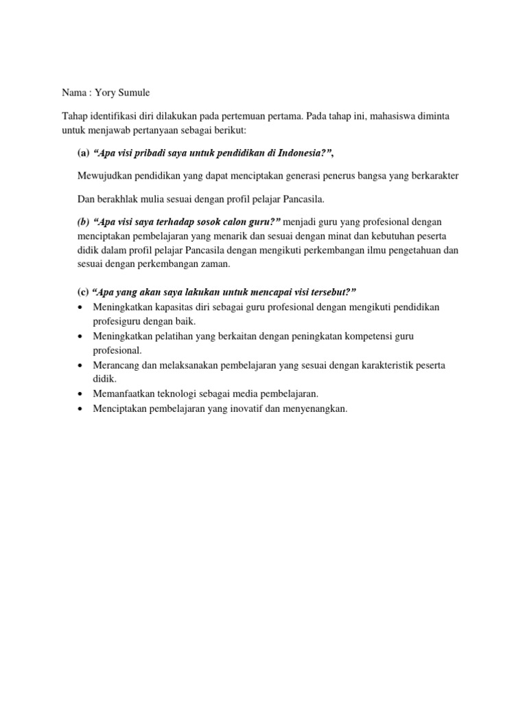 Identifikasi Diri - Yory Sumule - Seminar Pendidikan Profesi Guru | PDF | Karier & Perkembangan ...