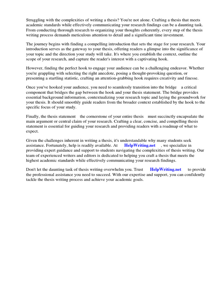 Introduction Hook Bridge Thesis Pdf