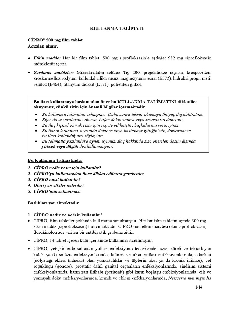 Cipro500-mgFT KT | PDF