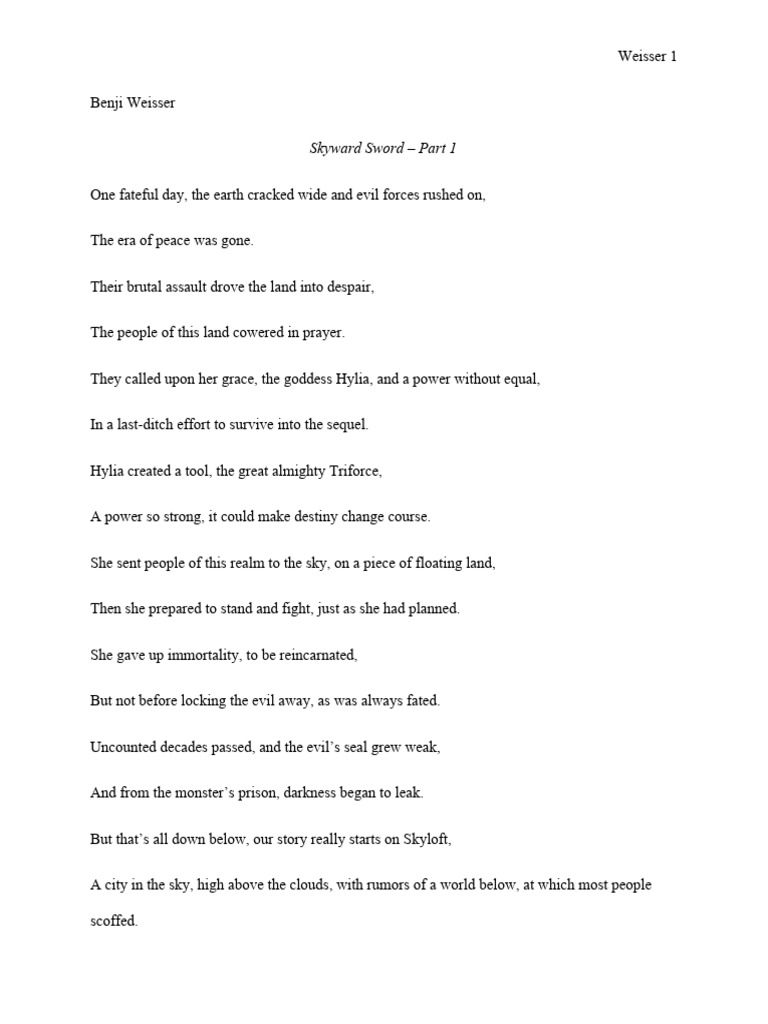 Skyward Sword Poem | PDF