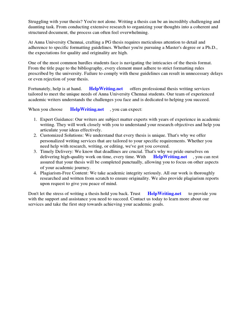 Anna University Chennai PG Thesis Format | PDF | Thesis | Tamil Nadu