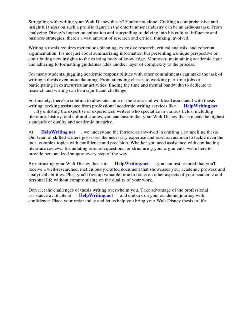 Walt Disney Thesis | PDF | The Walt Disney Company | Essays