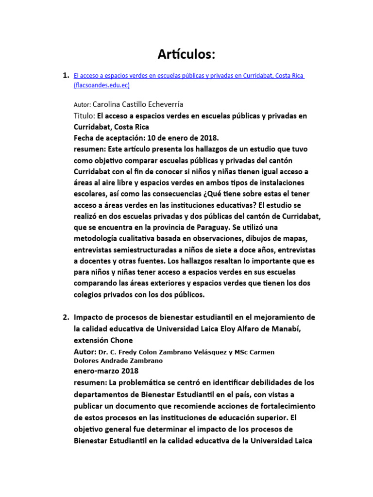 Artículos | PDF | Plan de estudios