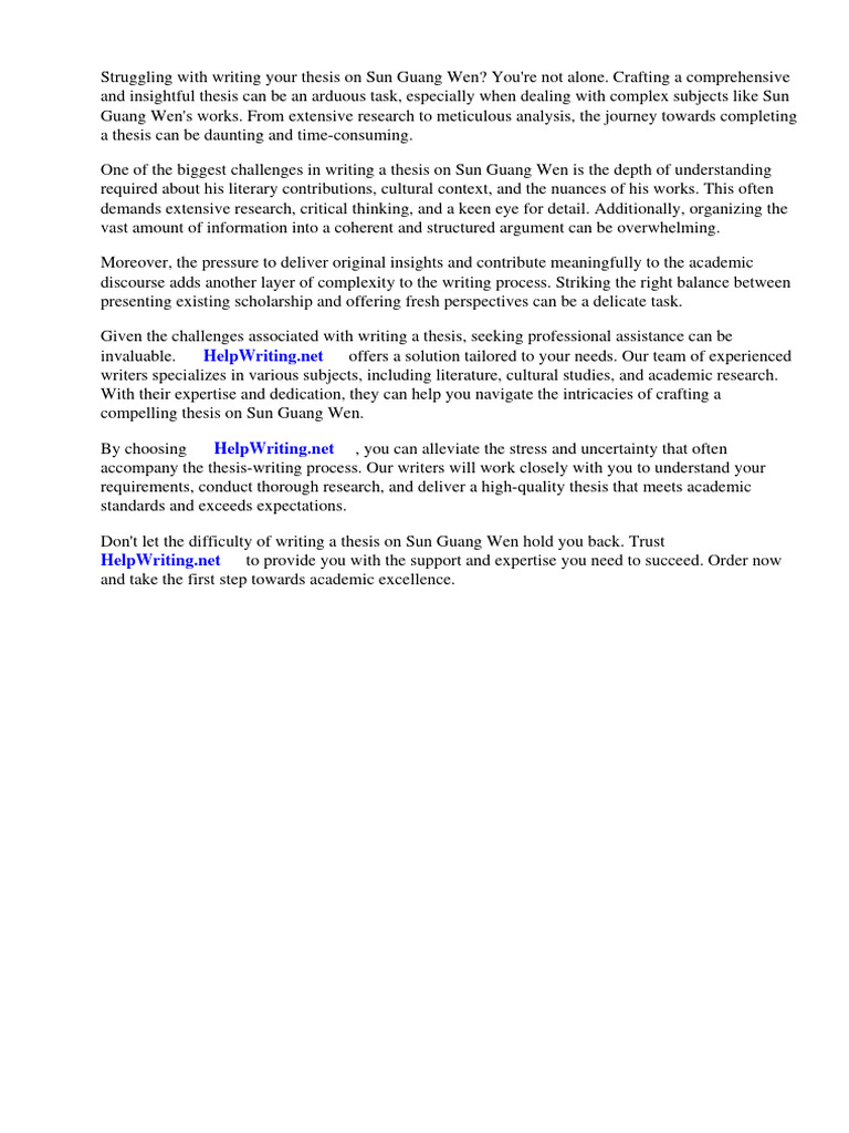 Sun Guang Wen Thesis | PDF | Essays