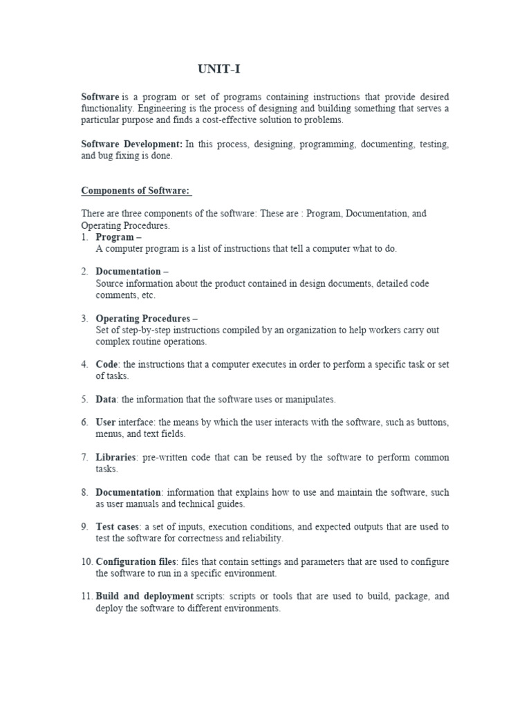 Software Engeenering Unit-i Notes | PDF | Software Development Process ...